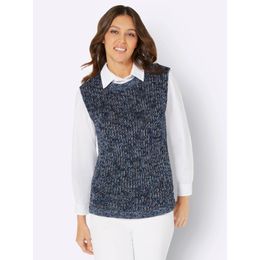 WITT Damen Pullunder mit Strickmuster, Melange-Garn, royalblau-aqua-meliert, Gr&ouml;&szlig;e 52