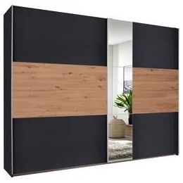 Schwebetürenschrank Rauch "Kleiderschrank Schrank Garderobe ASTANA mit leichtgängigen Türen" Schränke Gr. B/H/T: 261cm x 210cm x 58cm, 2 St., grau (grau-metallic/eiche artisan) inkl. 2 Stoffboxen sowie Metallgriffleisten TOPSELLER MADE IN GERMANY