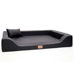 tierlando ® Orthopädisches LUXUS-Hundebett MELODY LATEX Anti-Haar Kunstleder schwarz 1 m, 22 cm, 75 cm