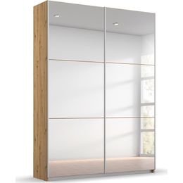 Schwebetürenschrank Rauch "Kleiderschrank Schrank Garderobe REFLECT" Schränke Gr. B/H/T: 131 cm x 210 cm x 59 cm, 2 St., braun (eiche artisan) inkl. praktischer Innenausstattung mit 2 Stoffboxen MADE IN GERMANY