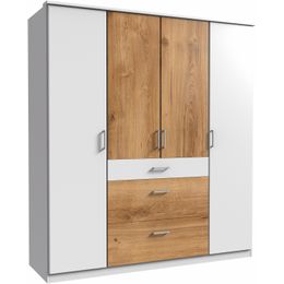 Kleiderschrank wimex "Click" Schränke Gr. B/H/T: 180 cm x 199 cm x 58 cm, 4 St., weiß (weiß, plankeneichefarben) Drehtürenschrank Kleiderschrank Schränke ohne Spiegel