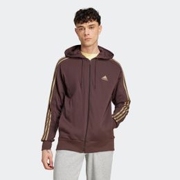 Kapuzensweatjacke adidas Sportswear "M 3S FT FZ HD" Gr. XXXL, braun (shadow brown) Herren Sweatjacken