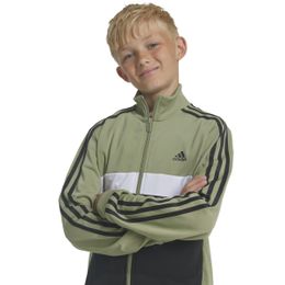 Trainingsanzug adidas Sportswear "U 3S TIBERIO TS" Gr. 140, grün (tent green, black, white) Kinder Sportanzüge