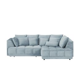 switch Ecksofa aus Samt Tiga ¦ blau ¦ Maße (cm): B: 285 H: 88 T: 205