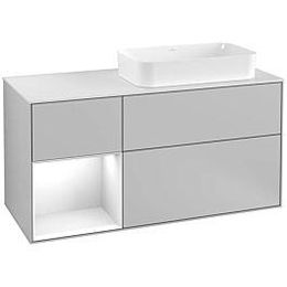 Villeroy & Boch Villeroy und Boch Finion Waschtischunterschrank G271GFGJ 120cm, Abdeckplatte white matt, Emotion, Regal links Glossy white lacquer, Light grey matt