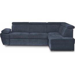 Ratlo Ecksofa , Schlaffunktion, 4 /5 Sitzer, Bettkasten, blau - Konsimo