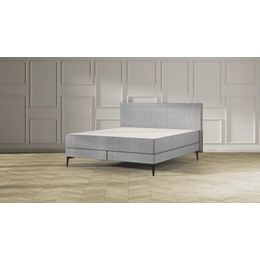 EMMA Elite Boxspringbett - Dunkelgrau - 160x200 cm - Kopfteil Kissen - Metall Füße