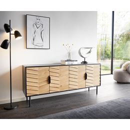 DeLife Sideboard Muvi 175 cm Eiche Natur Mango Schwarz Metall Schwarz 4 Türen, Sideboards