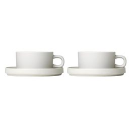 Blomus - Pilar Teetasse mit Untertasse, moonbeam (4er-Set)