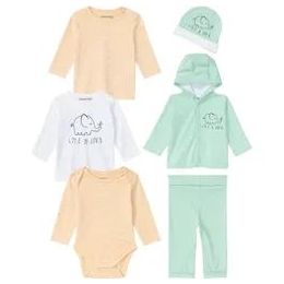 Starterpaket Kidsworld "6 teiliges Baby-Set - NEUE KOLLEKTION" Gr. 50/56, grün (mint, gemustert) Baby KOB Set-Artikel garngefärbter Ringel, aus Bio-Baumwolle