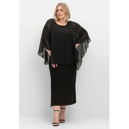 Abendkleid sheego "Große Größen" Gr. 52, Normalgrößen, schwarz Damen Kleider Partykleid im Lagenlook