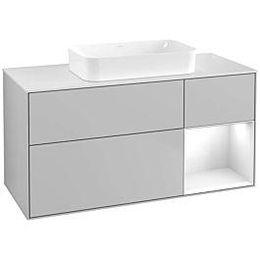 Villeroy & Boch Villeroy und Boch Finion Waschtischunterschrank F711GFGJ 120x60,3x50,1cm, Regal rechts Glossy white lacquer, Light grey matt