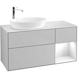 Villeroy & Boch Villeroy und Boch Finion Waschtischunterschrank G931GFGJ 120cm, Abdeckplatte white matt, Emotion, Regale Glossy white lacquer, Light grey matt