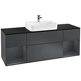 Villeroy & Boch Villeroy und Boch Finion Waschtischunterschrank G452HGHG 160cm, Abdeckplatte black matt, Emotion, Regale Midnight matt lacquer, Midnight Blue Matt Lacquer