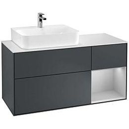 Villeroy & Boch Villeroy und Boch Finion Waschtischunterschrank G151GJHG 120cm, Abdeckplatte white matt, Emotion, Regal links Light grey matt, Midnight Blue Matt Lacquer