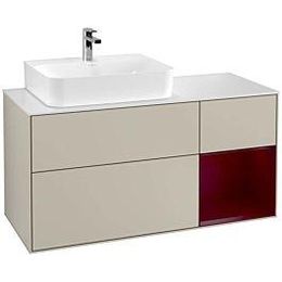 Villeroy & Boch Villeroy und Boch Finion Waschtischunterschrank G151HBHH 120cm, Abdeckplatte white matt, Emotion, Regal links Peony, Sand Matt Lacquer