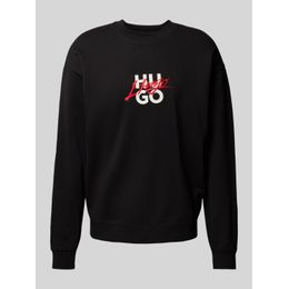 Hugo Sweatshirt mit Label-Print und -Stitching Modell 'Dlogonty'