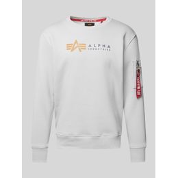 Alpha Industries Sweatshirt mit Label-Print und Reißverschlusstasche