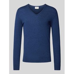 OLYMP Slim Fit Strickpullover mit gerippten Abschlüssen