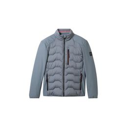 Tom Tailor Herren Hybrid Jacke mit Stehkragen, blau, Uni, Gr. S