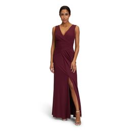 Abendkleid Vera Mont "Vera Mont mit V-Ausschnitt" Gr. 38, Normalgrößen, rot (deep wine) Damen Kleider Falten