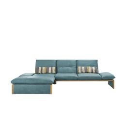 Koinor Leder-Ecksofa mit Massivholzrahmen aus Wildeiche Humfrey ¦ türkis/petrol ¦ Maße (cm): B: 314 H: 93 T: 159