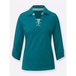 WITT Damen 3/4-Arm-Shirt in 2-in-1-Optik, petrol, Gr&ouml;&szlig;e 54