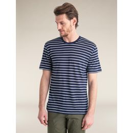 Icebreaker Merino Blend Drayden T-Shirt Stripe - Mann - Midnight Navy/snow - Größe S