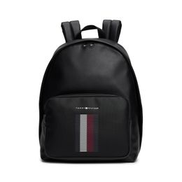 Rucksack Tommy Hilfiger "Men TH FOUNDATION PQUE BACKPACK Backpack" Gr. B/H/T: 28 cm x 45 cm x 16 cm, schwarz (black) Rucksäcke Herren Rucksack