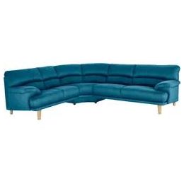 Polsterecke Trendmanufaktur "Cecilia, italienisches Designsprache, modern und komfortabel, L-Form" Sofas Gr. B/H/T: 280cm x 87cm x 240cm, Struktur fein, langer Schenkel rechts, langer Schenkel rechts, blau (petrol) toller Sitzkomfort und bequeme Armlehnen