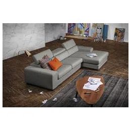 Ecksofa furninova "Ferrari" Sofas Gr. B/H/T: 294 cm x 90 cm x 104 cm, Struktur grob, Recamiere rechts, mit Kopfteilverstellung, grau (stone) inklusive manueller Kopfteilverstellung, im skandinavischen Stil