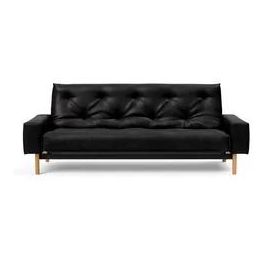 Schlafsofa INNOVATION LIVING TM "MIMER hochwertige Schlaffunktion, aktuelles Design und extra Komfort" Sofas Gr. T: 100 cm, Microfaser in Lederoptik FANUAL, schwarz (schwarz 550 fanual) Taschenfederkernmatratze, Breite Liegefläche 140 cm