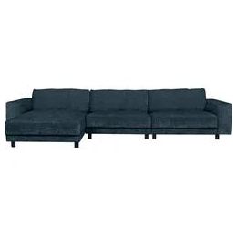 Ecksofa furninova "Samba schön bequem und hochwertig verarbeitet" Sofas Gr. B/H/T: 353 cm x 74 cm x 163 cm, Velours, Recamiere links, ohne Bettfunktion, blau (petrol) mit toller Kedernaht, im skandinavischen Design, L-Form