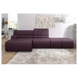 Ecksofa Egoitaliano "Babouche, Designsofa mit außergewöhnlichem Sitzkomfort zum Wohlfühlen" Sofas Gr. B/T: 384cm x 98cm, Luxus-Microfaser BLUSH, Recamiere links, lila (plum)