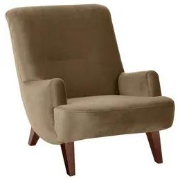 Sessel Max Winzer "Borano, Retro und modern, geschwungene Formensprache, Loungesessel" Gr. Samtvelours, B/H/T: 70cm x 75cm x 96cm, beige (sahara) bequem und elegant in tollen Farben, Relaxsessel, Solitärsessel