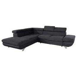 Ecksofa COTTA "Enterprise L-Form" Sofas Gr. B/H/T: 273cm x 72cm x 237cm, Chenille, Ottomane links, mit Bettfunktion-mit Kopfteilverstellung-mit Armteilverstellung, schwarz inklusive Kopf- und Armteilverstellung, wahlweise mit Bettfunktion