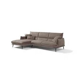 Ecksofa Egoitaliano "FUNNY, hochwertiges und aktuelles Design, bequeme Rückenlehne" Sofas Gr. B/H/T: 265cm x 90cm x 225cm, Microfaser, Recamiere links, braun (schlammfarben) hochwertiger Sitzkomfort, L-Form