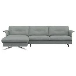 Ecksofa FLEXLUX "Glow, super bequem durch hochwertigem Sitzaufbau mit Federkern, L-Form" Sofas Gr. B/H/T: 273cm x 81cm x 158cm, Bouclé, Chaiselongue links, blau (sky blau) Modernes skandinavisches Design