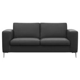 2-Sitzer FLEXLUX "Fiore, super Sitzkomfort durch Kaltschaum im Sitz" Sofas Gr. B/H/T: 164cm x 85cm x 92cm, Echtleder, schwarz (deep schwarz) breite Armlehnen, Füße Alu