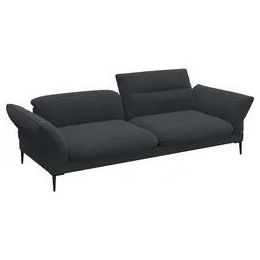 3-Sitzer FLEXLUX "Salino, Funktionssofa, Relaxsofa" Sofas Gr. B/H/T: 248cm x 88cm x 105cm, Lederoptik, schwarz (gorilla black) Sofa mit Arm- und Kopfteil-Verstellungen, Kaltschaum & Stahl-Wellen