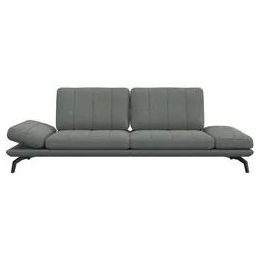 3-Sitzer FLEXLUX "Tropea Funktionssofa, Designsofa, Relaxfunktion, TV-Couch" Sofas Gr. B/H/T: 252cm x 90cm x 145cm, Lederoptik, grau (wolf grey) mit Armteilverstellung sowie Sitztiefenverstellung, Breite 252 cm