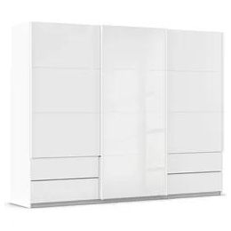 Schwebetürenschrank Rauch "Kleiderschrank Schrank Garderobe ELARA Glastür/Grauspiegel" Schränke Gr. B/H/T: 271 cm x 210 cm x 62 cm, 3 St., weiß (alpinweiß, glas weiß) praktische Schubladen optional farblich abgesetzt MADE IN GERMANY