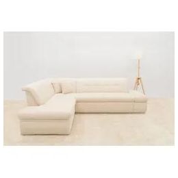 Ecksofa DOMO collection "Moric L-Form" Sofas Gr. B/H/T: 273cm x 80cm x 216cm, Breitcord, Ottomane links, ohne Funktion, beige (creme) wahlweise mit Bettfunktion und Armlehnenverstellung, auch in Cord