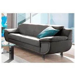 3-Sitzer Trendmanufaktur "Rondo, Breite 207 cm, breite Armlehnen, Füße schwarz" Sofas Gr. B/H/T: 207cm x 85cm x 94cm, Kunstleder SOFTLUX, Mit Federkern, braun Big-Sofa wahlweise mit Federkern, in verschiedenen Bezügen bestellbar