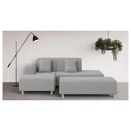 Ecksofa Inosign "Suyala" Sofas Gr. B/H/T: 258cm x 85cm x 168cm, Struktur, Recamiere links, mit Hocker, grau L-Form mit Hocker