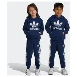 Trainingsanzug Adidas ORIGINALS "HOODIE SET" Gr. 128, blau (night indigo) Kinder Sportanzüge