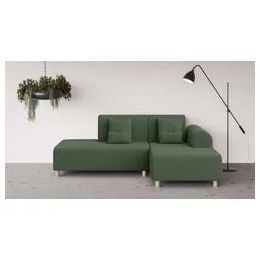 Ecksofa Inosign "Suyala" Sofas Gr. B/H/T: 258cm x 85cm x 168cm, Struktur, Recamiere rechts, ohne Hocker, grün L-Form mit Hocker