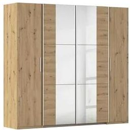 Schwebetürenschrank Rauch "Kleiderschrank Drehtürenschrank Schrank Garderobe KRONACH TOPSELLER" Schränke Gr. B/H/T: 225 cm x 210 cm x 59 cm, 4 St., braun (eiche artisan) mit Dreh- und Schwebetüren Spiegel, viele Böden MADE IN GERMANY