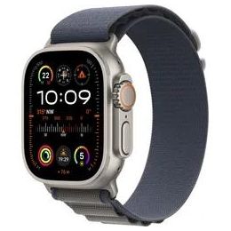 Smartwatch Apple "Watch Ultra 2 Titanium" Smartwatches Gr. 49mm, Cellular, S, Alpine Loop, grau (blau) Trail Loop