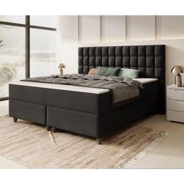 Inter Handels Boxspringbett WIEN - versch. Ausführungen - 180x200cm Samt Schwarz TFK